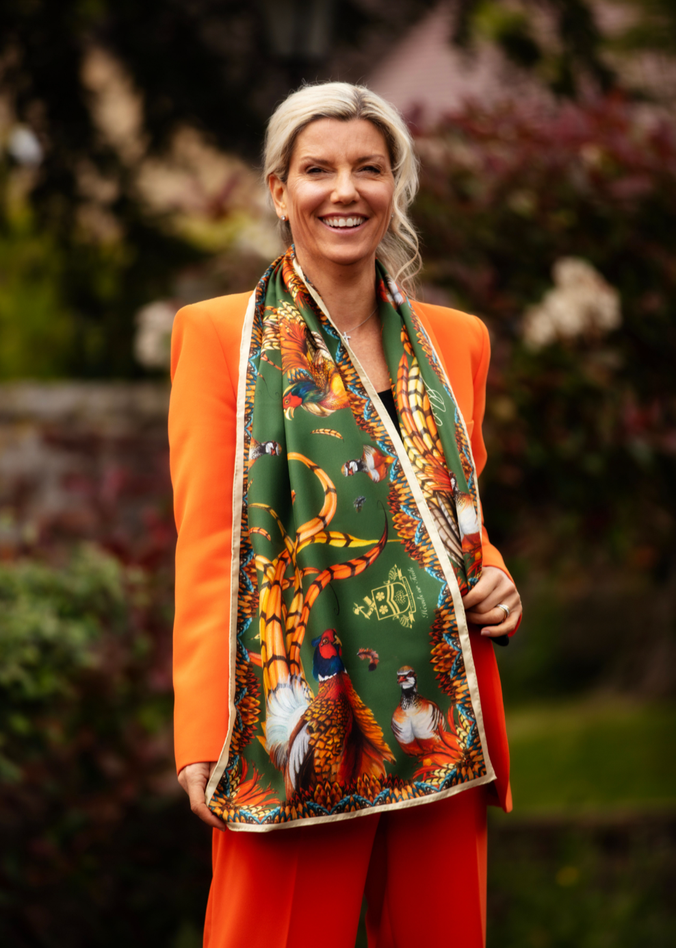 Clare Haggas Heads or Tails Khaki Classic Silk Scarf