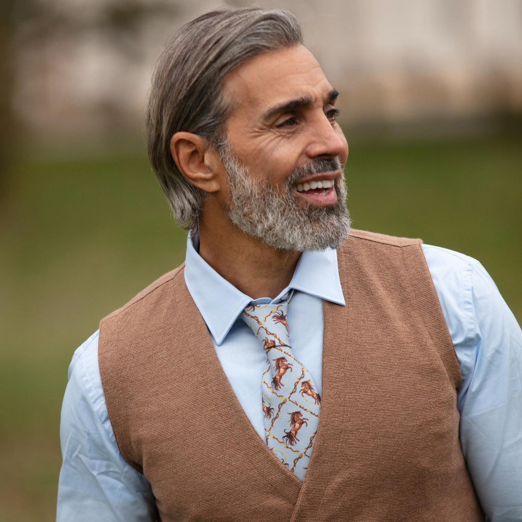 Equestrian Powder Blue Gentlemen's Pure Silk Tie Racing Made in England ...