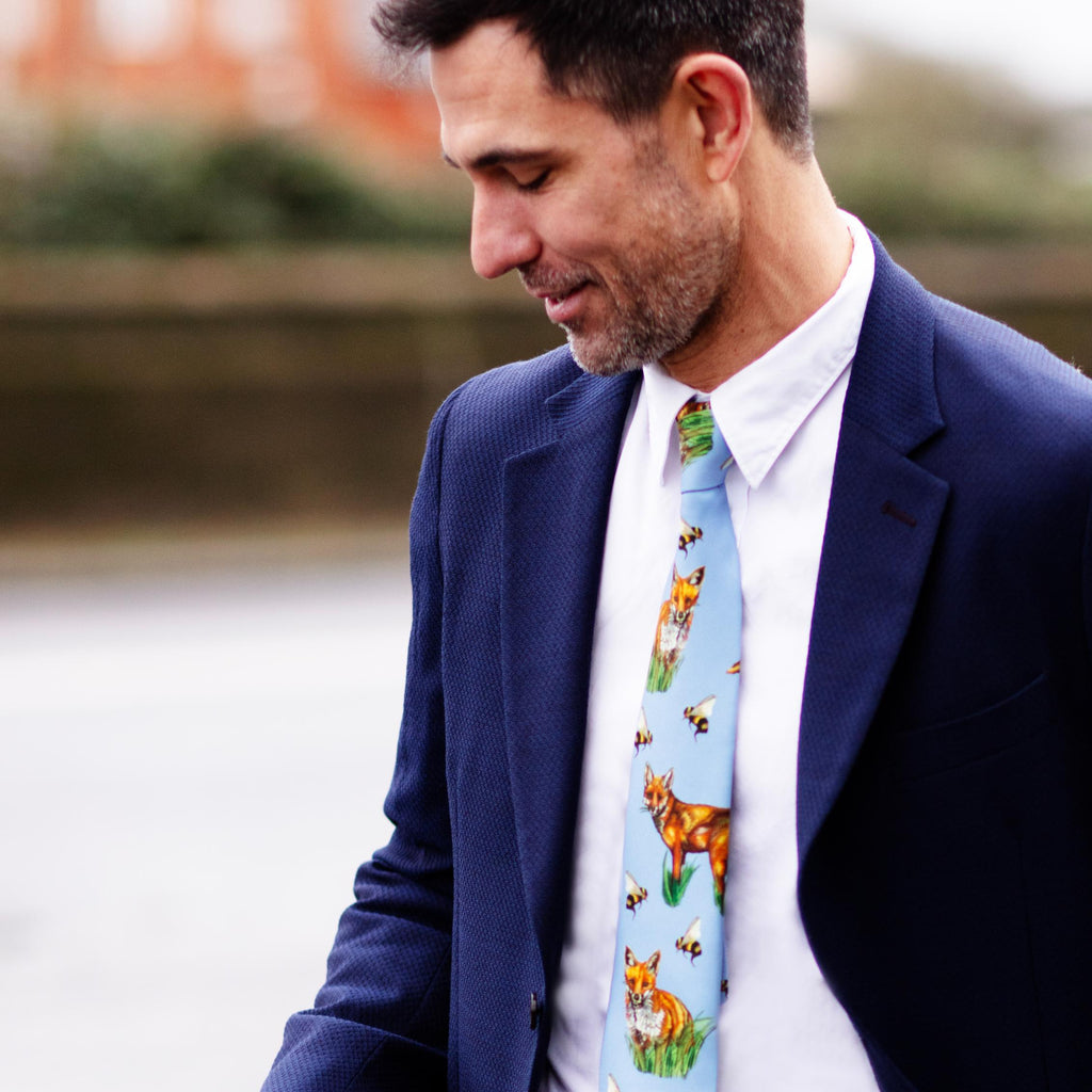 Clare Haggas Woodland Wonder Bluebell Silk Cream Gentlemen's Tie