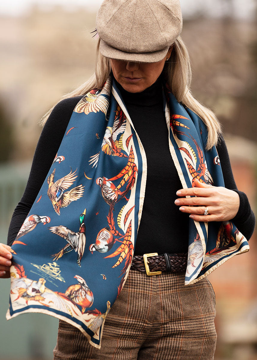 Clare Haggas Best In Show Petrol Classic Silk Scarf